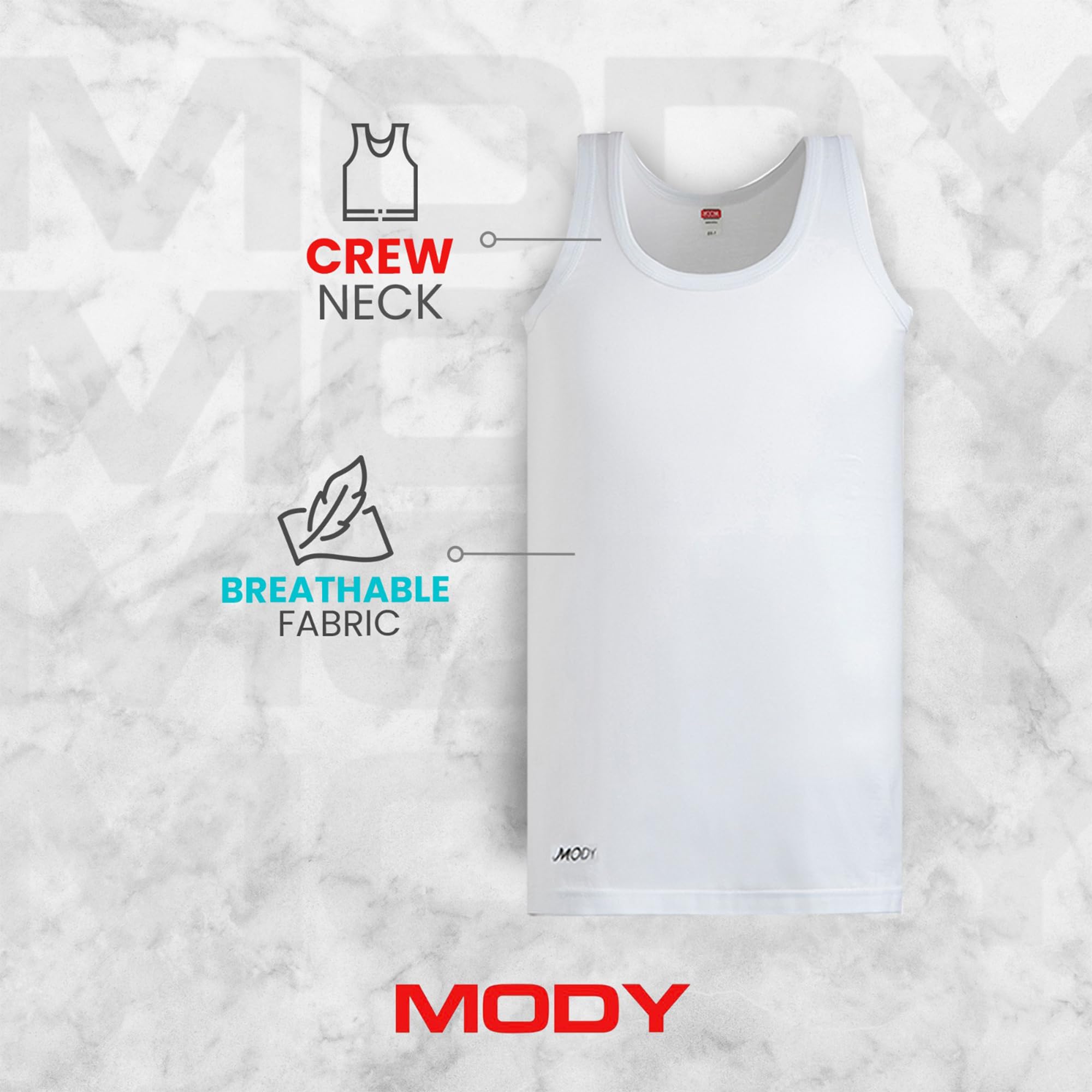 Mody Tank Tops Men Undershirts, Cotton Mens Tank Top, Breathable Men Undershirts, Ultra Soft Men's Tank Tops Pack 2 White