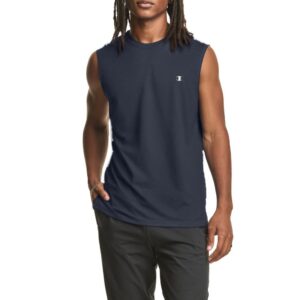 champion sleeveless, sport tank, moisture wicking, muscle t-shirt for men (reg. or big & tall), navy, medium