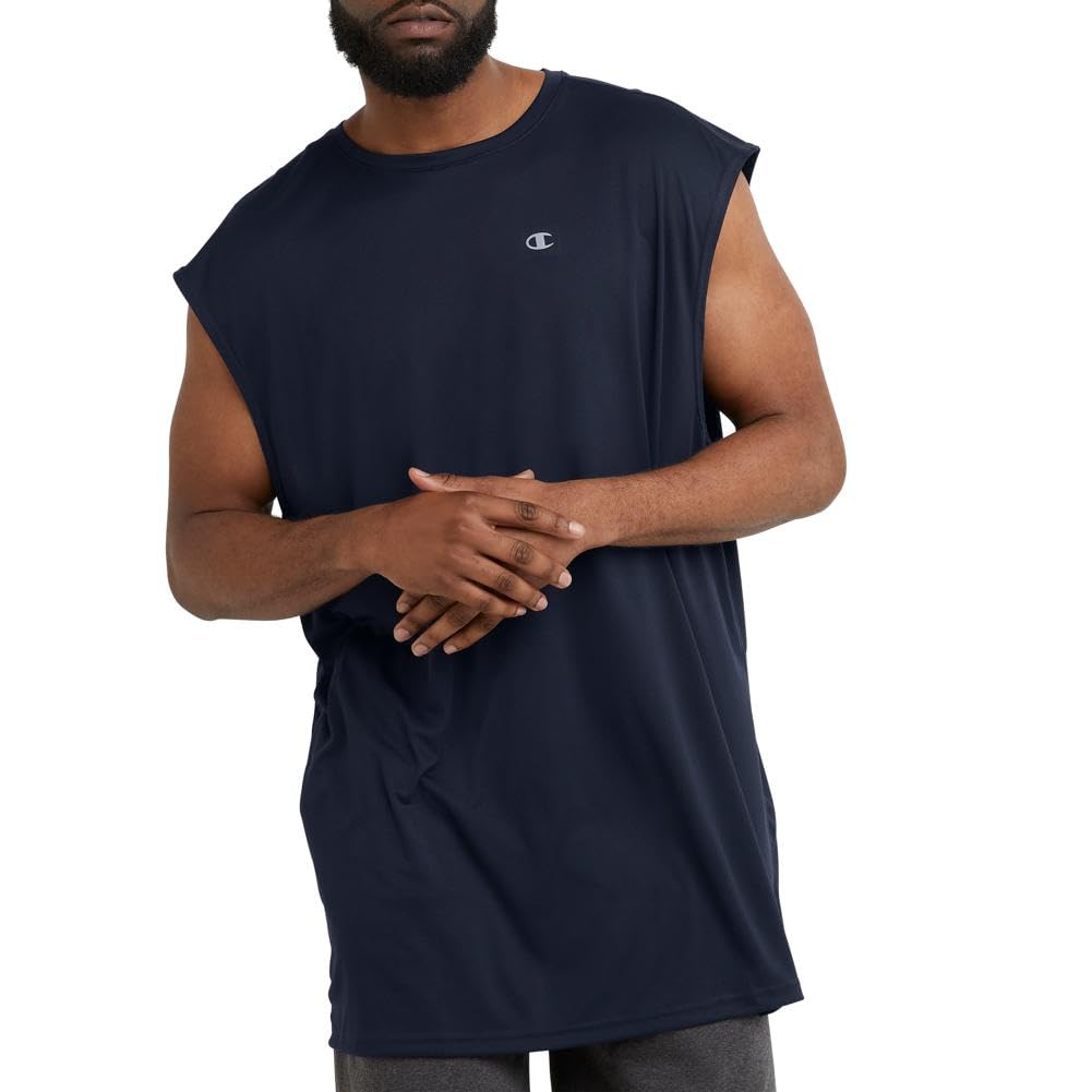 Champion Sleeveless, Sport Tank, Moisture Wicking, Muscle T-Shirt for Men (Reg. or Big & Tall), Navy, Medium