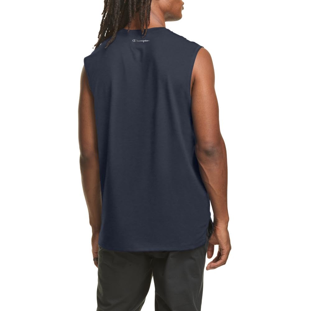 Champion Sleeveless, Sport Tank, Moisture Wicking, Muscle T-Shirt for Men (Reg. or Big & Tall), Navy, Medium