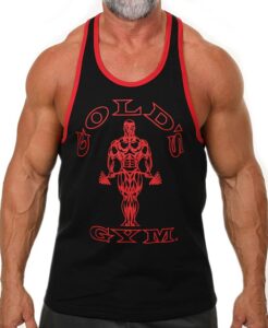 gold's gym tank top ringer - official licensed - rt-1 (l, black/red)