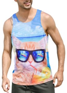 goodstoworld men beach tanks tops 3d printed boys fashion sleeveless shirts juniors hawaii graphic 2022 party beach glasses cat t shirt tee