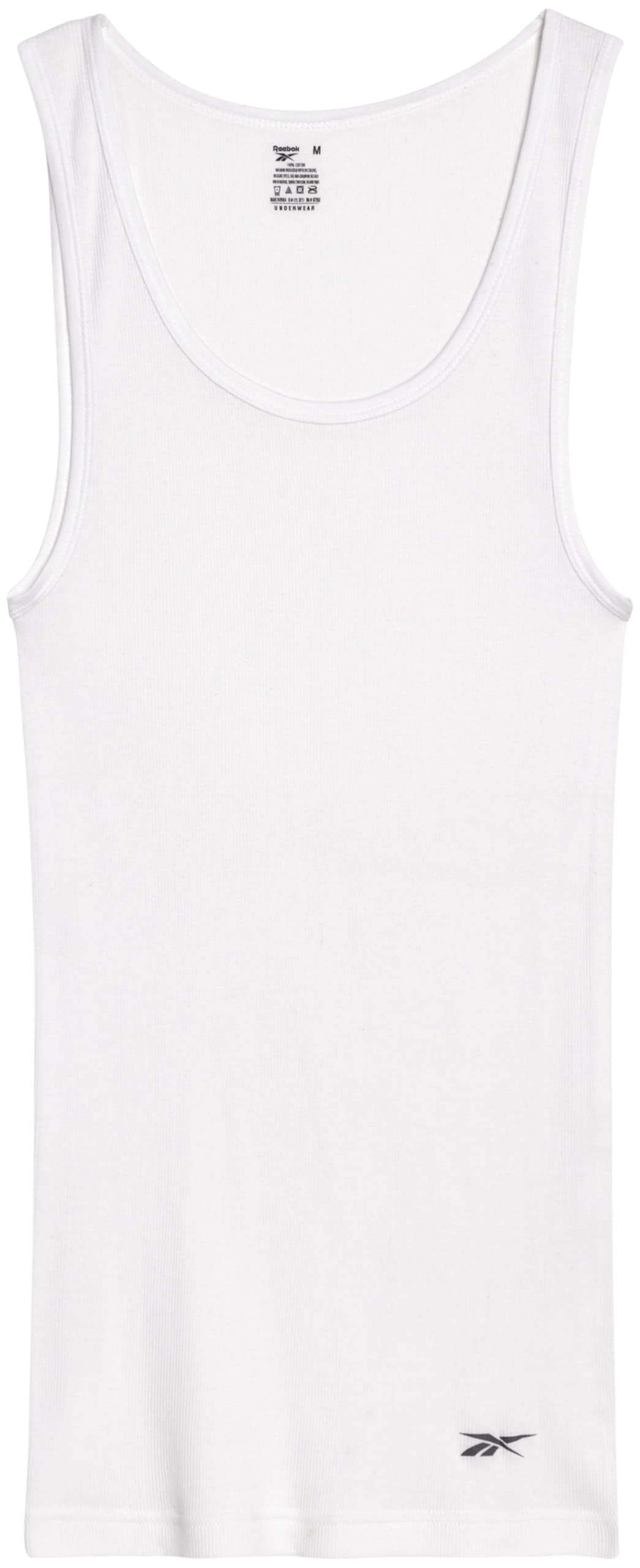 Reebok Men’s Undershirts – Soft Breathable A-Shirt Tank Top (3 Pack), Size Large, All White