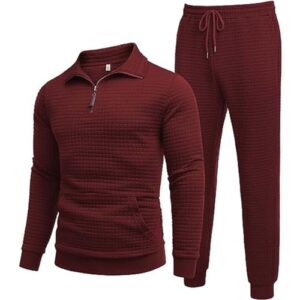 zyxtim men's 2 piece tracksuit set jogging sweatsuit workout athletic casual quarter zip suit