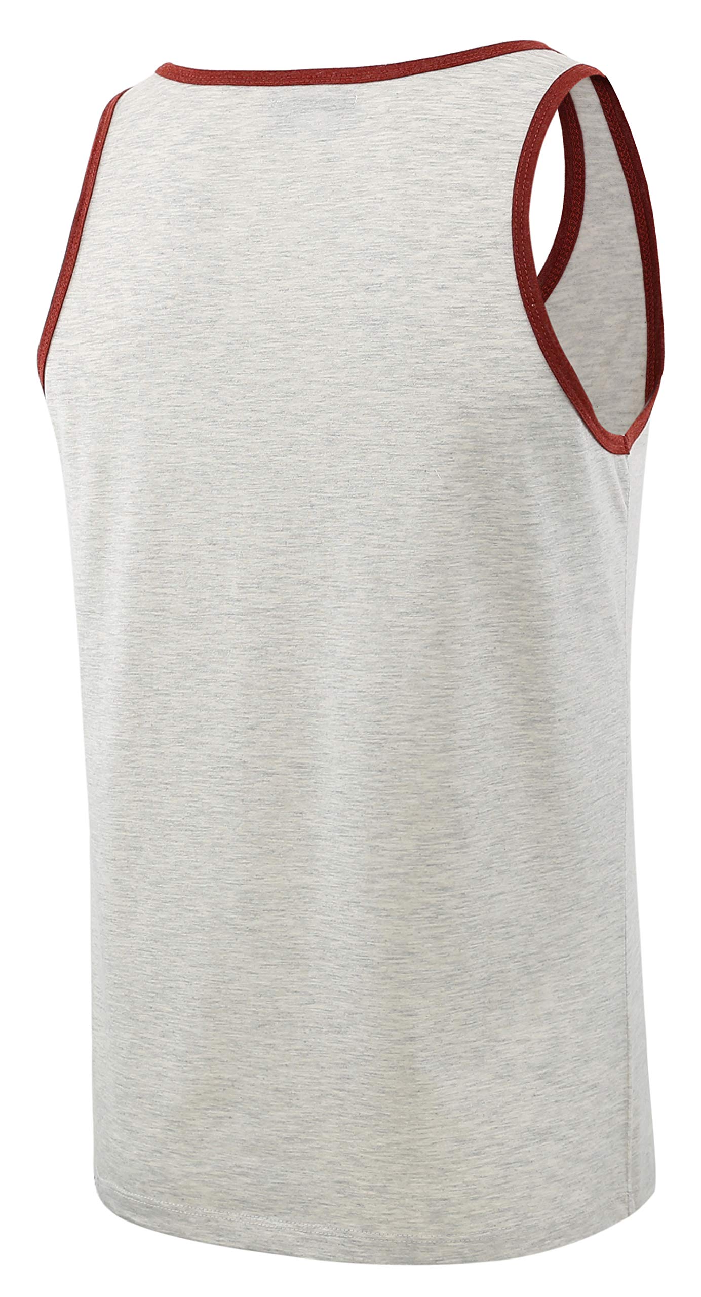 Vetemin Mens Premium Basic Solid Vintage Athletic Active Sports Jersey Tank Top Casual Shirts H.Oatmeal/Rusty L