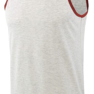 Vetemin Mens Premium Basic Solid Vintage Athletic Active Sports Jersey Tank Top Casual Shirts H.Oatmeal/Rusty L