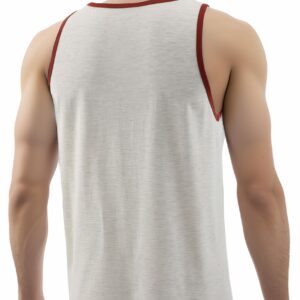 Vetemin Mens Premium Basic Solid Vintage Athletic Active Sports Jersey Tank Top Casual Shirts H.Oatmeal/Rusty L