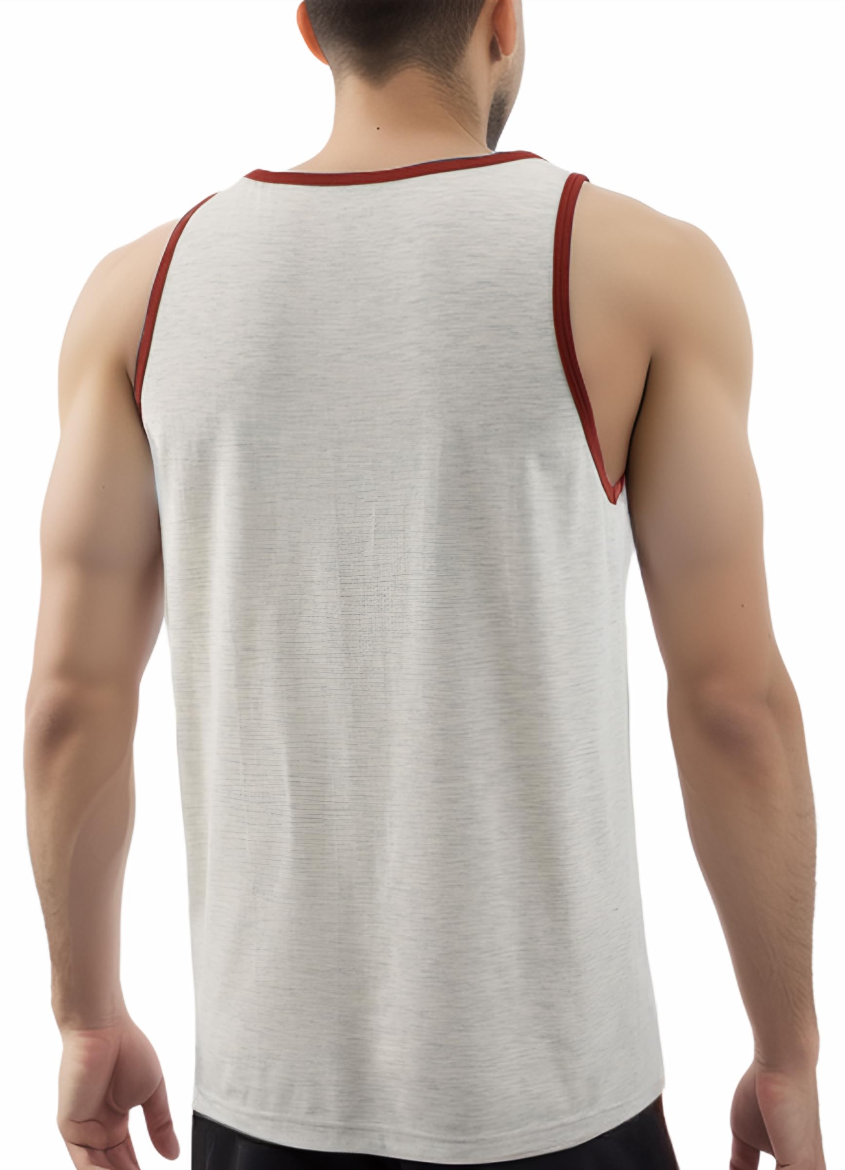 Vetemin Mens Premium Basic Solid Vintage Athletic Active Sports Jersey Tank Top Casual Shirts H.Oatmeal/Rusty L