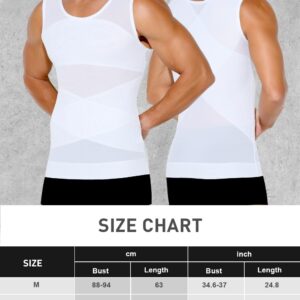 Arjen Kroos Men's Body Shaper Compression Mesh Tank Top Undershirts Shapewear,WHITE-ML4005,L