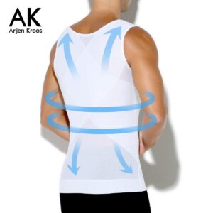 Arjen Kroos Men's Body Shaper Compression Mesh Tank Top Undershirts Shapewear,WHITE-ML4005,L