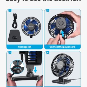 Gaiatop USB Desk Fan, Small But Powerful, Portable Quiet 3 Speeds Wind Desktop Personal Fan, Adjustment Mini Fan Table Fan for Better Cooling, Home Office Car Indoor Outdoor(Blue)