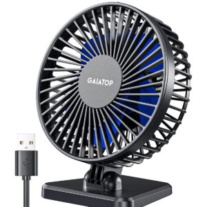 Gaiatop USB Desk Fan, Small But Powerful, Portable Quiet 3 Speeds Wind Desktop Personal Fan, Adjustment Mini Fan Table Fan for Better Cooling, Home Office Car Indoor Outdoor(Blue)