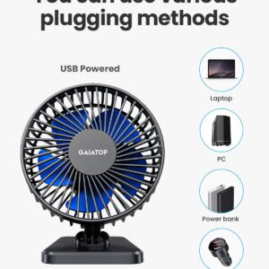 Gaiatop USB Desk Fan, Small But Powerful, Portable Quiet 3 Speeds Wind Desktop Personal Fan, Adjustment Mini Fan Table Fan for Better Cooling, Home Office Car Indoor Outdoor(Blue)