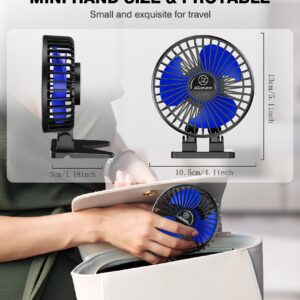 JZCreater USB Desk Fan, Mini Fan Portable, 3 Speeds Desktop Table Cooling Fan, Plug in Power Fan, Rotation Strong Wind, Quiet Personal Small Fan for Home Desktop Office Travel Bedroom, Black Blue