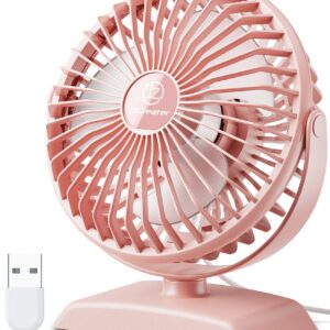 JZCreater USB Desk Fan, USB Fan Mini, 360 Rotation Desktop Fan with 3 Speed, Table Personal Cooling Fan, Quiet Mini Desk Fan, USB Powered, Small Fan for Home Office Bedroom Car Travel, Pink