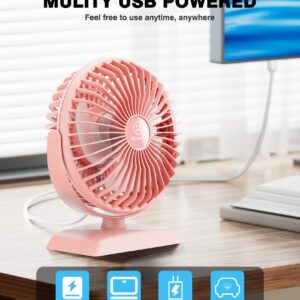 JZCreater USB Desk Fan, USB Fan Mini, 360 Rotation Desktop Fan with 3 Speed, Table Personal Cooling Fan, Quiet Mini Desk Fan, USB Powered, Small Fan for Home Office Bedroom Car Travel, Pink