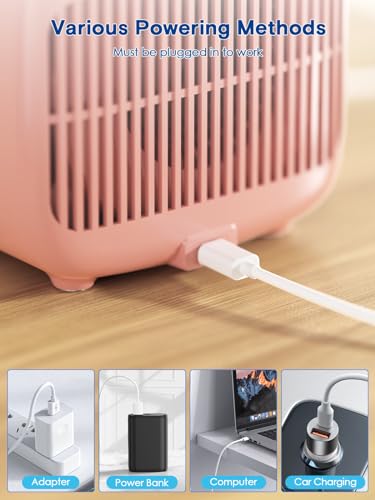 let'me Desk Fan, 11.8 Inch Bladeless Fan Mini Office Fan 4 Speeds with 5-Colors Ambient Light, USB Table Fan Small Quiet for Home, Bedroom,Dorm