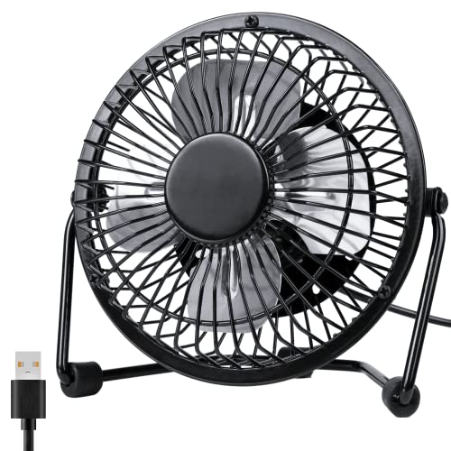 Zuvas Desk Fan Quiet Small USB Fan 360° Rotation Portable Table Fan 2 Speed Mini Personal Fan Air Cooling Electric Fan for Home Office Bedroom Travel Camping, 4 inch Black