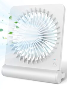 ferrisa desk fan on-the-go, small but powerful, portable fan battery operated, 220° tilt folding ultra quiet mini personal fan, strong wind, 3 speed adjustable for office desktop travel (white)