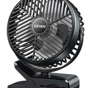 GEHEN Portable 3-Speed Clip-on Fan with Sturdy Clamp 10000mAh Battery-Powered Clip Fan Rechargeable Ultra-Quiet for Bedroom Office Camping & Stroller