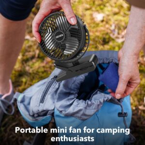 GEHEN Portable 3-Speed Clip-on Fan with Sturdy Clamp 10000mAh Battery-Powered Clip Fan Rechargeable Ultra-Quiet for Bedroom Office Camping & Stroller