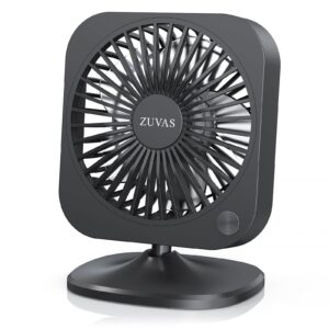 zuvas mini desk fan small powerful personal fan strong airflow usb fan 3 speed adjustable table fan 70° tilt electric portable fan, for indoor outdoor home office car travel, 4 inch black