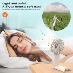 Yucime Handheld Portable Fan Desk Fan, Powerful Personal Fan 4 Adjustable Speed USB Recharging Battery Operated Mini Fan with Makeup Mirror for Stylish Girl Kids Women Men 1 Count (Pack of 1)