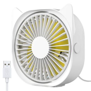 yunlovxee small personal usb desk fan - 4 speeds portable cute desktop table cooling mini fan powered by usb, quiet operation strong wind fan for room home office outdoor travel