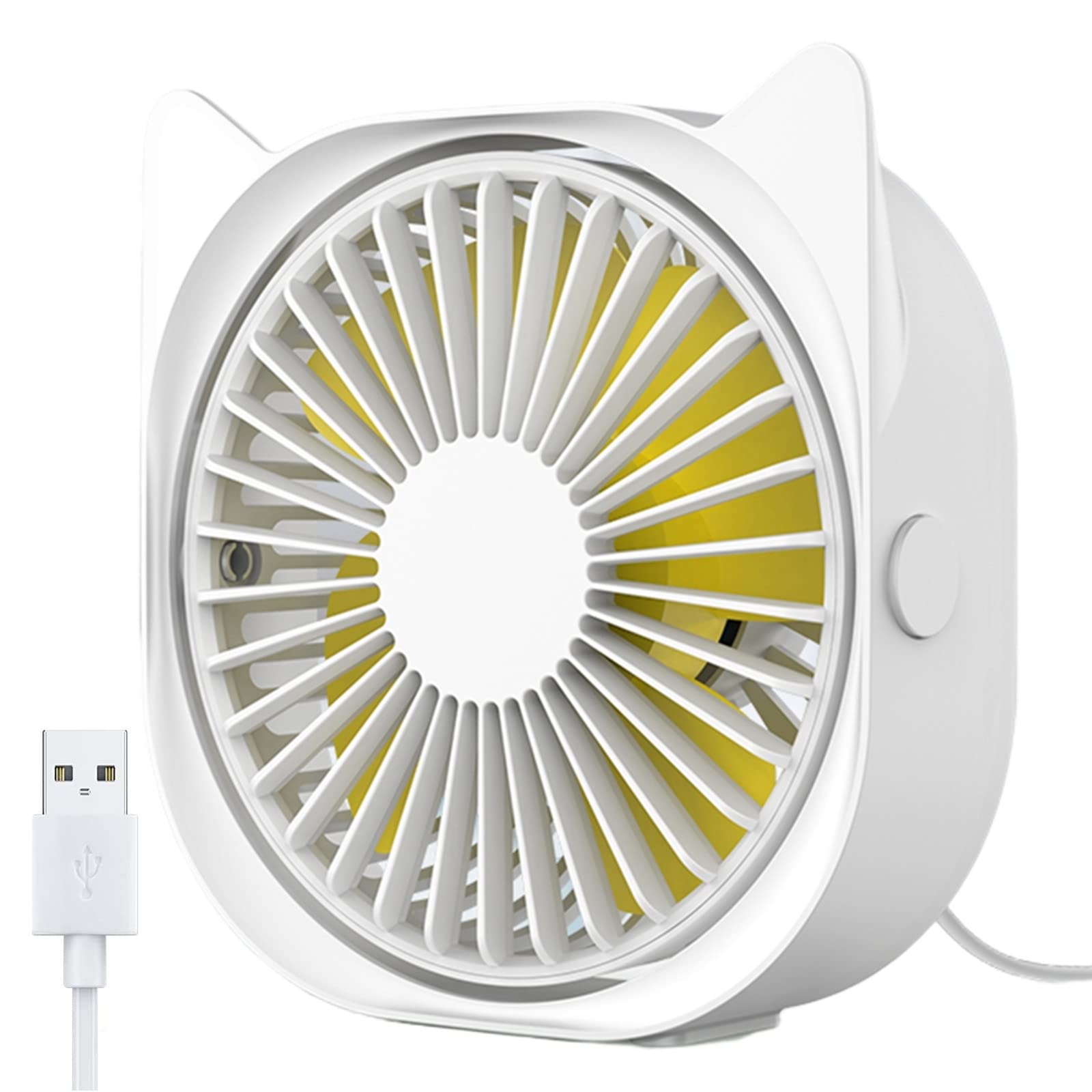 YUNLOVXEE Small Personal USB Desk Fan - 4 Speeds Portable Cute Desktop Table Cooling Mini Fan Powered By USB, Quiet Operation Strong Wind Fan for Room Home Office Outdoor Travel