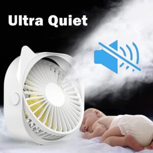 YUNLOVXEE Small Personal USB Desk Fan - 4 Speeds Portable Cute Desktop Table Cooling Mini Fan Powered By USB, Quiet Operation Strong Wind Fan for Room Home Office Outdoor Travel