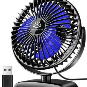 USB Desk Fan, Mini Fan but Powerful, Portable USB Fan with 3 Speeds, Quiet Table Personal Fan, 360°Rotate Coolness, Small Table Fan for Home,Office, Bedroom, Desktop,Travel, USB Powered, Black