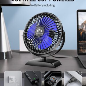 USB Desk Fan, Mini Fan but Powerful, Portable USB Fan with 3 Speeds, Quiet Table Personal Fan, 360°Rotate Coolness, Small Table Fan for Home,Office, Bedroom, Desktop,Travel, USB Powered, Black