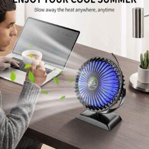 USB Desk Fan, Mini Fan but Powerful, Portable USB Fan with 3 Speeds, Quiet Table Personal Fan, 360°Rotate Coolness, Small Table Fan for Home,Office, Bedroom, Desktop,Travel, USB Powered, Black