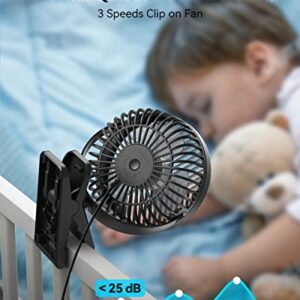 GEHEN 3-Speed Clip-On Fan with Sturdy Clamp & Strong Airflow, USB-Powered for Easy Cooling, Ultra-Quiet Operation Ideal for Bedroom, Office, & Stroller Use