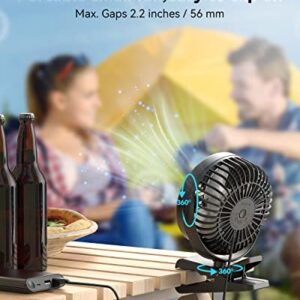 GEHEN 3-Speed Clip-On Fan with Sturdy Clamp & Strong Airflow, USB-Powered for Easy Cooling, Ultra-Quiet Operation Ideal for Bedroom, Office, & Stroller Use