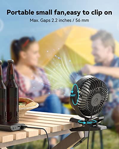 GEHEN 3-Speed Clip-On Fan with Sturdy Clamp & Strong Airflow, USB-Powered for Easy Cooling, Ultra-Quiet Operation Ideal for Bedroom, Office, & Stroller Use