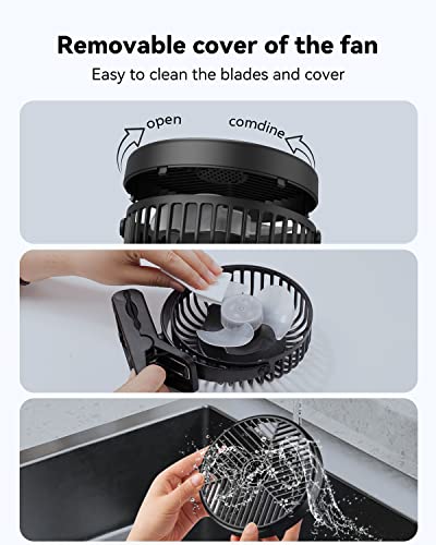 GEHEN 3-Speed Clip-On Fan with Sturdy Clamp & Strong Airflow, USB-Powered for Easy Cooling, Ultra-Quiet Operation Ideal for Bedroom, Office, & Stroller Use