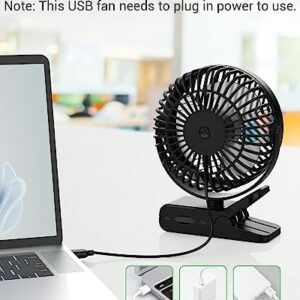 GEHEN 3-Speed Clip-On Fan with Sturdy Clamp & Strong Airflow, USB-Powered for Easy Cooling, Ultra-Quiet Operation Ideal for Bedroom, Office, & Stroller Use