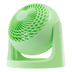 iris usa woozoo fan, circulator fan, table air circulator, desk fan, fan for bedroom, 3 speeds, 52ft max air distance, 11.5 inches, 360° adjustable tilt, 30 db low noise, green