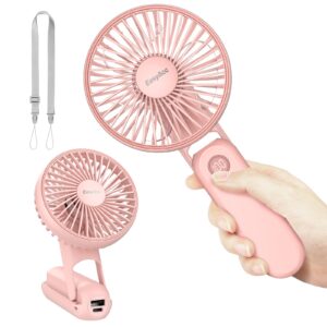 easyacc portable hand held fan, ultra quiet 5 speed personal fan, led dispay usb c rechargeable handheld fan, 180° foldable small desk fan, electric cooling fan&powerbank for office home travel