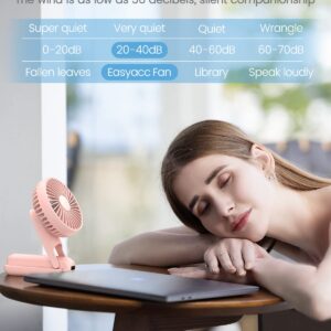 EasyAcc Portable Hand Held Fan, Ultra Quiet 5 Speed Personal Fan, LED Dispay USB C Rechargeable Handheld Fan, 180° Foldable Small Desk Fan, Electric Cooling Fan&PowerBank for Office Home Travel