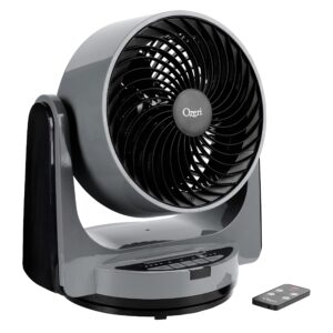 ozeri brezza iii dual oscillating 10" high velocity desk fan, grey with black