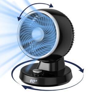 auertech small desk fan, 12" quiet oscillating table fan with 3 speeds, portable room air circulator fan, bedside cooling fan for bedroom office desktop tabletop