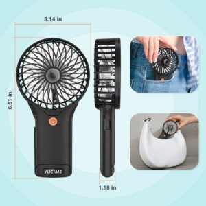 Yucime Portable Handheld Fan Desk Fan, Powerful Personal Fan 4 Adjustable Speed USB Recharging Battery Operated Mini Fan with Makeup Mirror for Stylish Girl Kids Women Men 1 Count (Pack of 1)