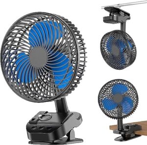 atengeus 4 in1 usb fan, 8” clip fan, 10000mah rechargeable table fan, 5 speeds battery operated fan, 45°/90° automatic rotation, 3 time setting, with clip & hook for homes, offices, bedroom