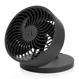 arctic summair plus - portable fan with integrated rechargeable battery, usb-c connection (incl. usb-a charging cable), stepless adjustable desk fan 600–3300 rpm - black