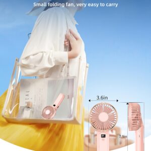 TUNISE Portable Handheld Fan, Neck Fan, 4000mAh Desk Fan, 180° Adjustable, 6 Speed Wind, Display Electricity in Real Time, USB Rechargeable Foldable Fan, Quiet Personal Fan as Power Bank