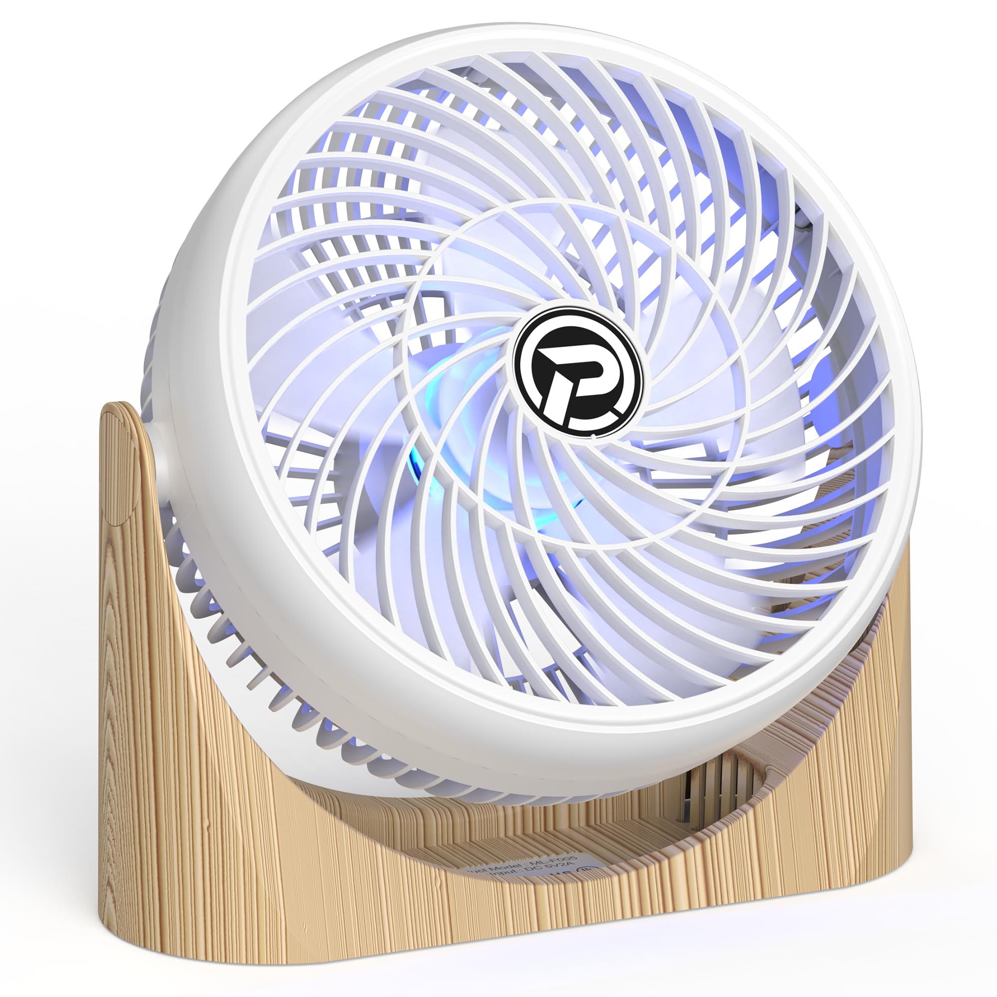 KITWLEMEN Table Fan with Remote, 3 Speeds Powerful Portable Desk Fan with RGB Light & Timers, 360° Rotate, Quiet Operation for Bedroom Office Home