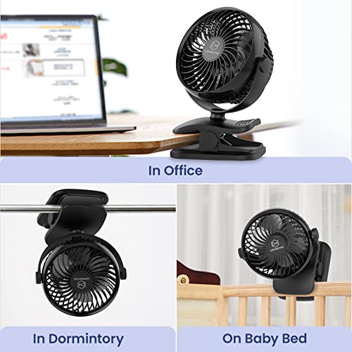 AA Battery Powered Clip on Fan with Aroma Function,Battery Operated Portable Fans for Camp,Small Dorm Fan with Powerful 4 Speeds,Quiet Desk Fan with 360°Rotation,Personal Dorm Fan for Home,Bed,Office