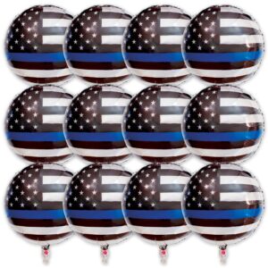 havercamp’s police-thin blue line pattern 18” round mylar balloon (12pcs)